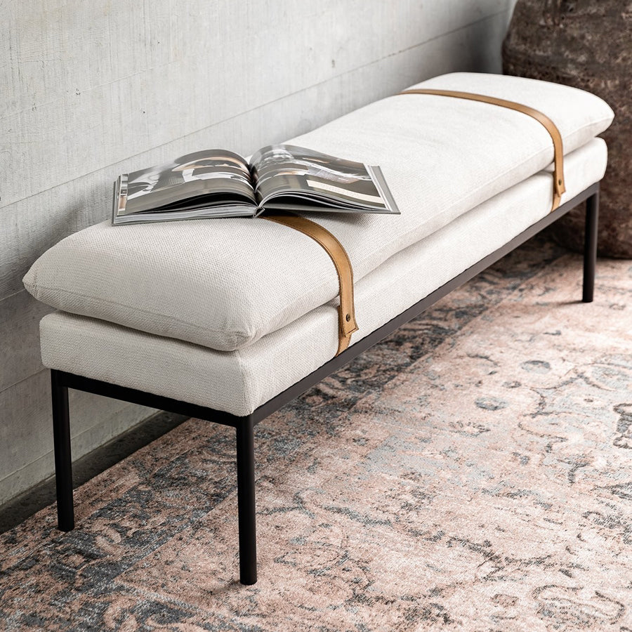 Baxter Fabric Bench Seat - Cream |Stacks Furniture |Wellington – Stacks Furniture Store