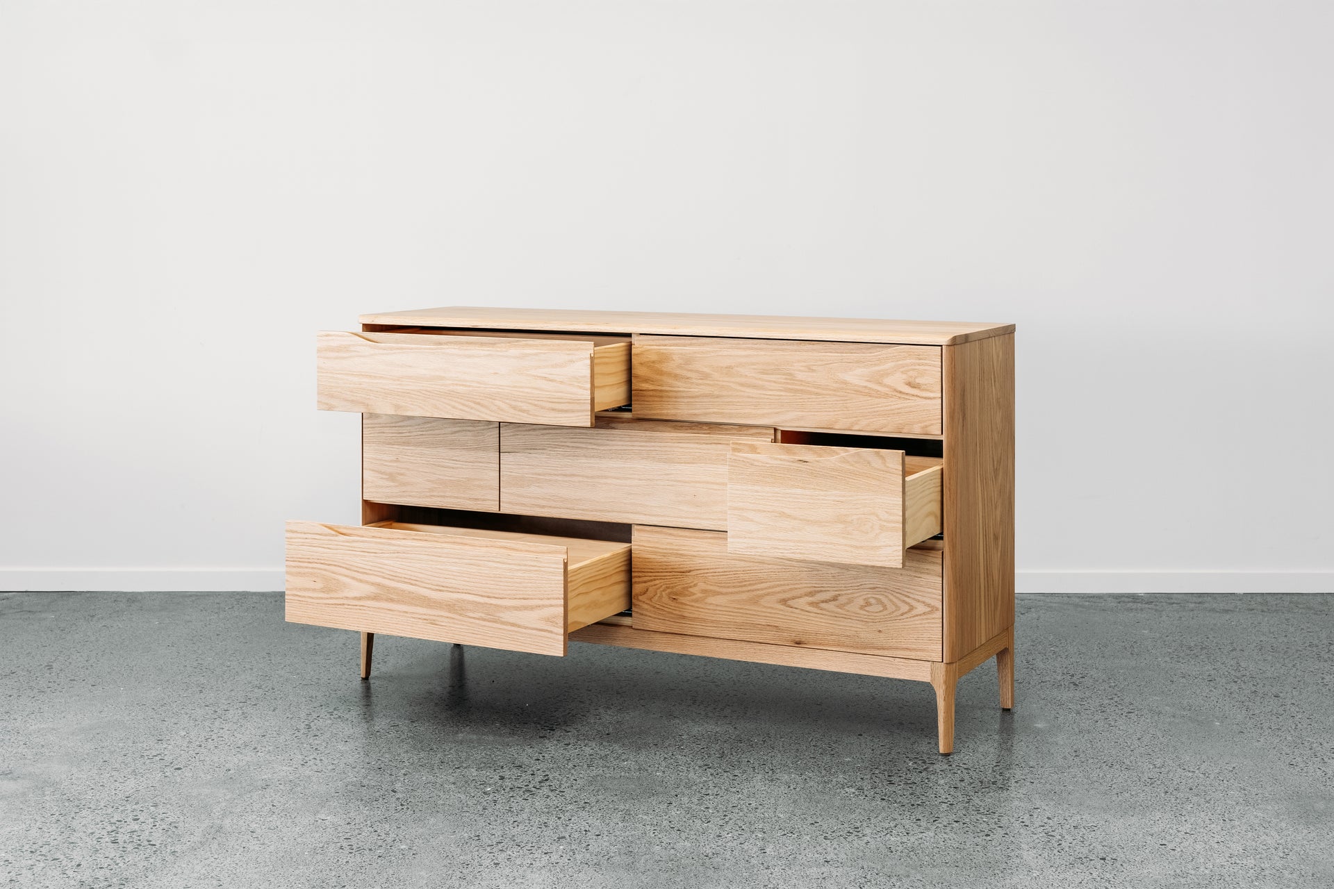 Ghost 7 drawer lowboy red oak |Stacks |Wellington – Stacks Furniture Store
